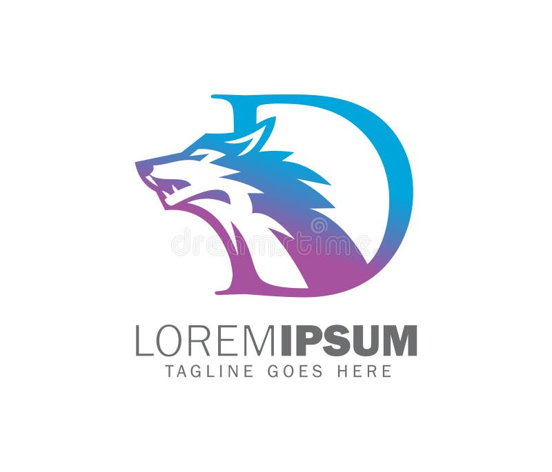 Wolf Initial Letter D Logo Sign Stock Vector - Illustration of print ...