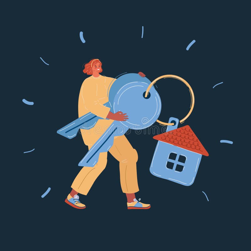Vector Illustration of Woman Buying or Selling a House. Hand Holding ... Vector Illustration of Woman Buying or Selling a House. Hand Holding ...