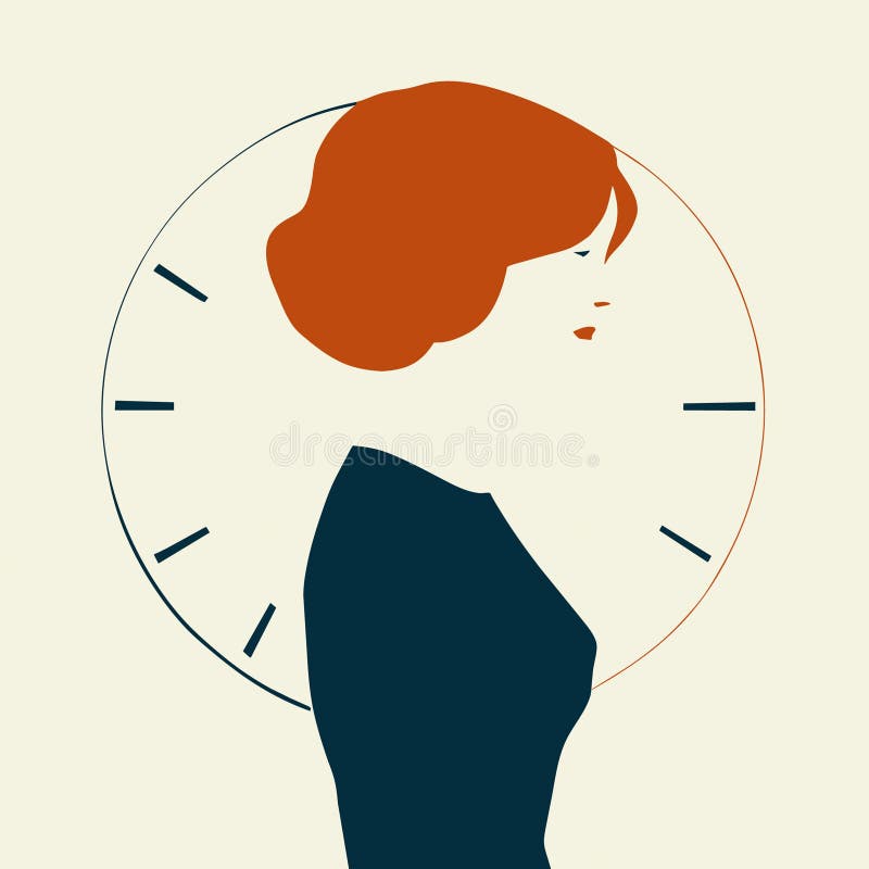 Woman with Clock Ticking. Deadline, Anxiety, Countdown Stock Vector ...