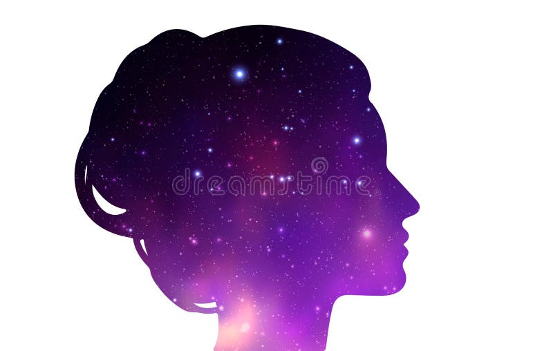 Vector Illustration of Woman Head Silhouette with Space Watercolor ...