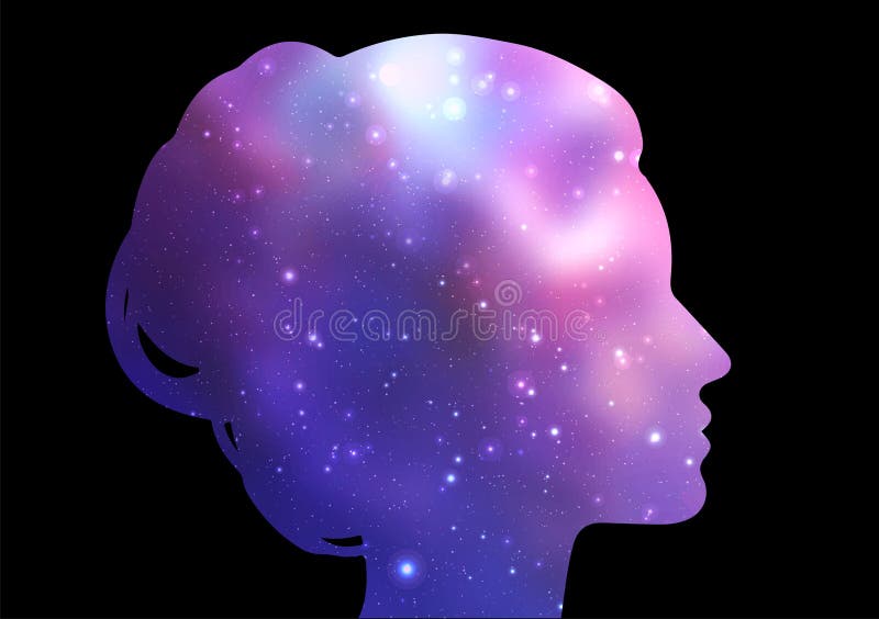 Vector Illustration of Woman Head with Starry Space. Cosmic ...