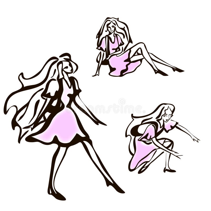 Vector Illustration of Woman Line Stock Vector - Illustration of person ...