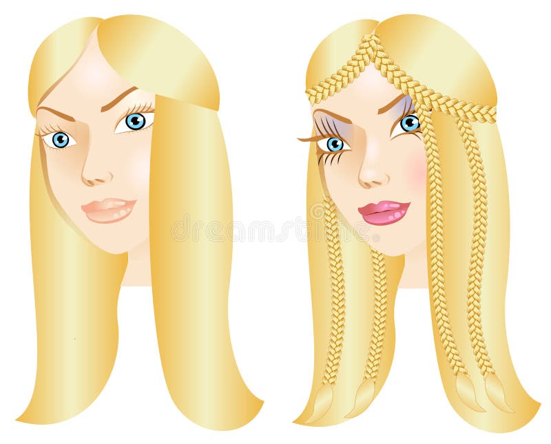 Women with Braids and Plaits Stock Vector - Illustration of faces ...