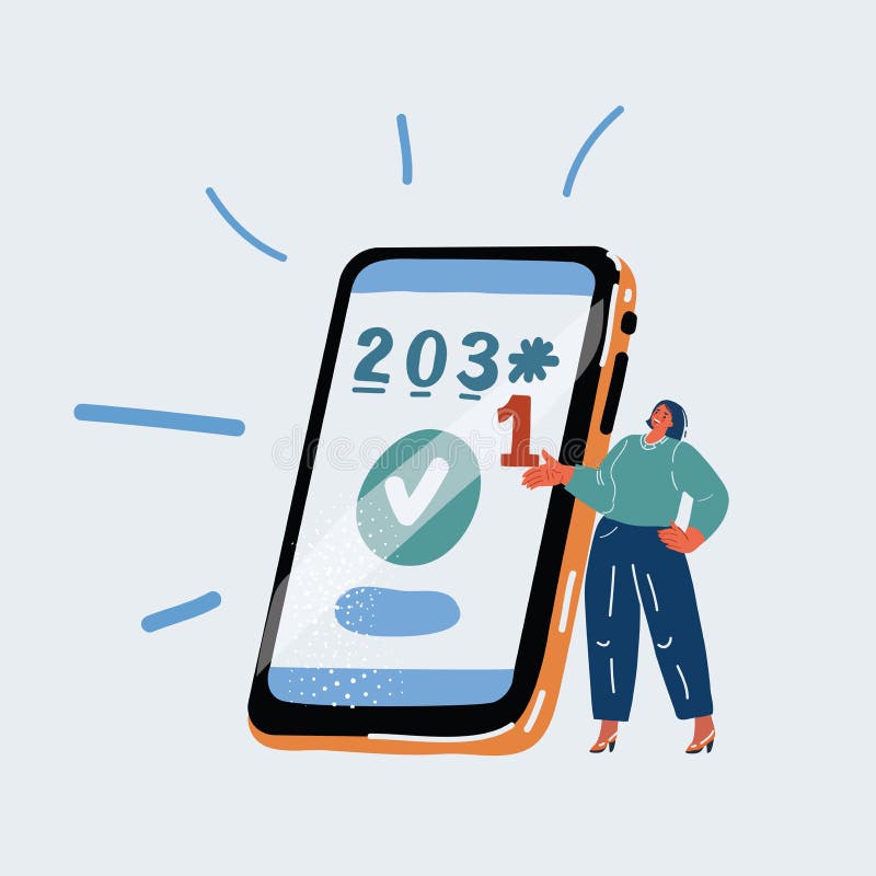 Vector Illustration of Woman Puting Number is Part of Pincode on ...