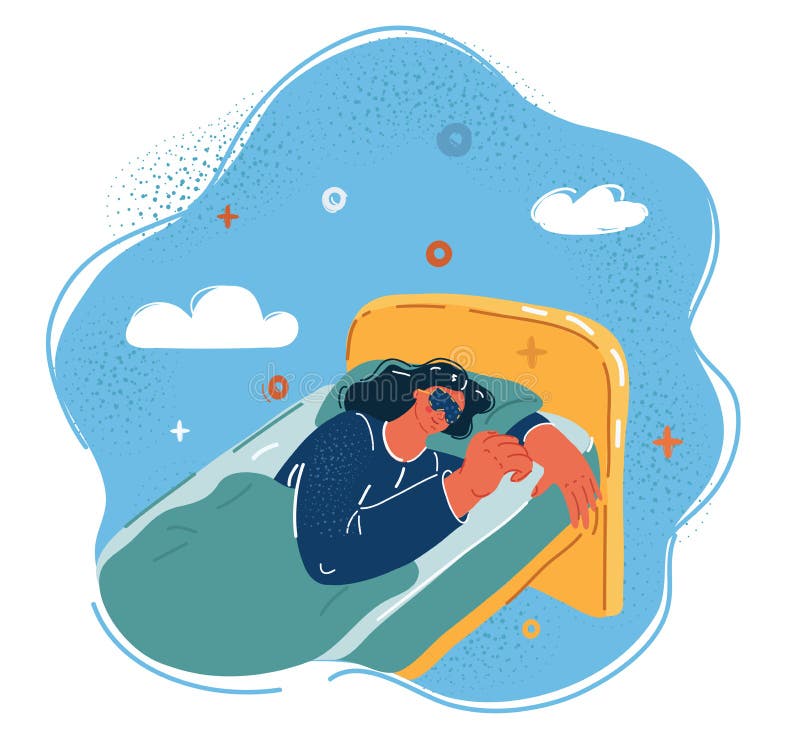 Vector Illustration of Woman Sleeping in Bed Stock Vector ...