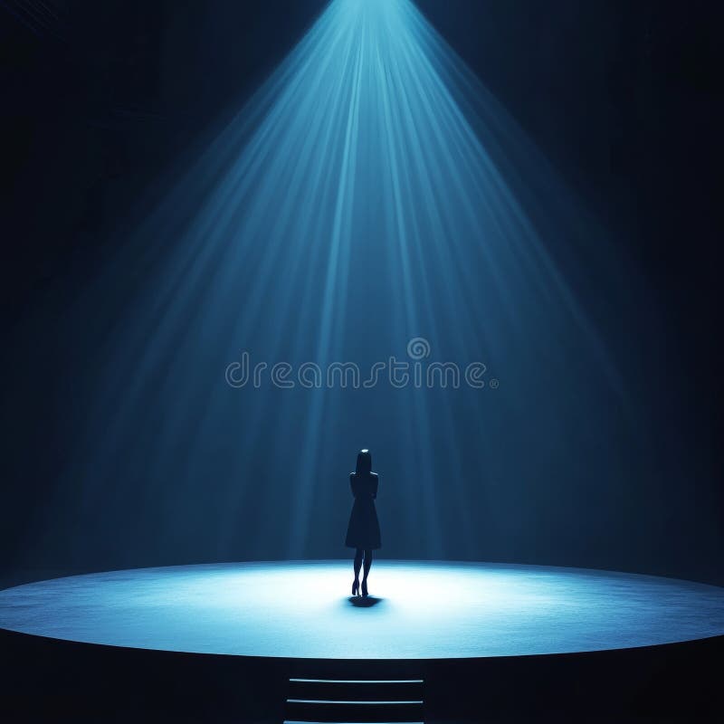 Vector Illustration of a Woman Standing in Front of a Stage with ...