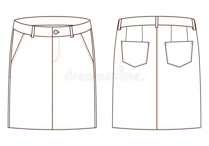 Vector Illustration of Women S Jeans Skirt. Front and Back Views Stock ...