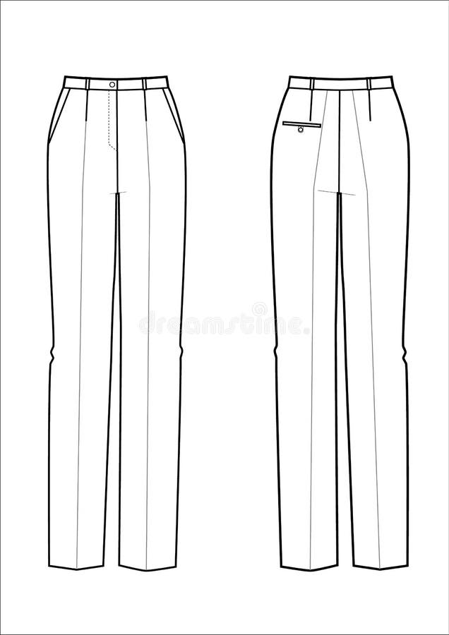 Vector Illustration of Women`s Pants. Front and Back Views Stock ...