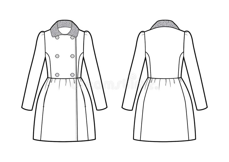 Vector Illustration of Women`s Romantic Coat Stock Illustration ...