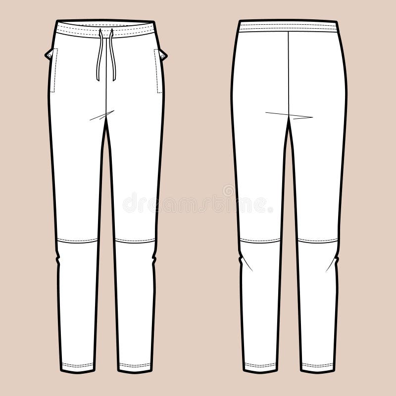 Vector Illustration of Women`s Sport Pants. Front and Back Stock ...