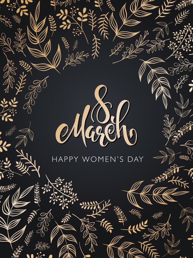 Vector Illustration of Womens Day Card with Lettering - 8 March, Frame ...