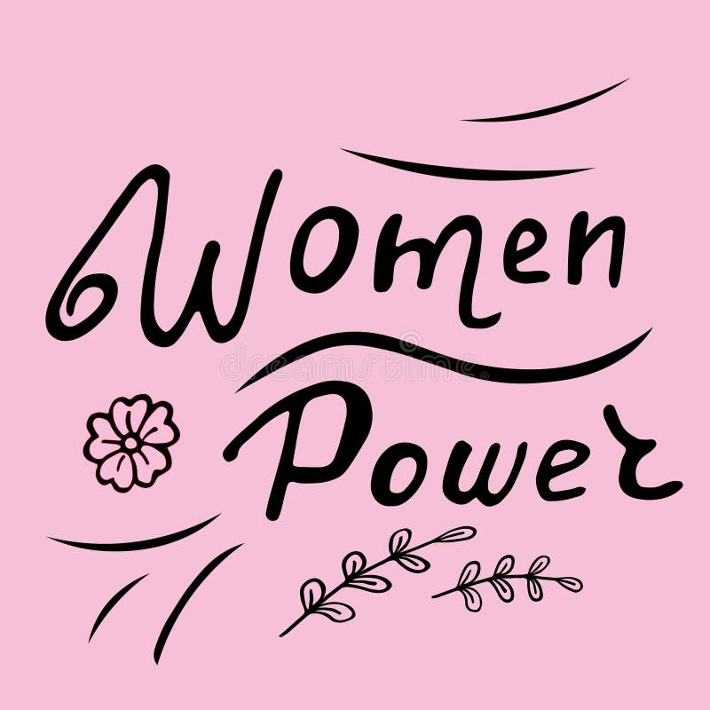 Vector Illustration. Womens Power Lettering on Pink Background ...