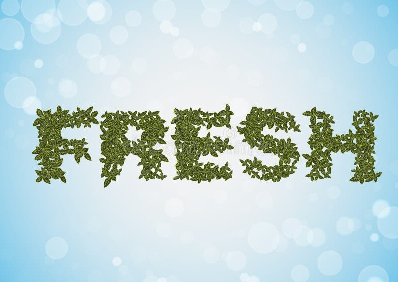 Vector Illustration with Word - Fresh and Mint. Blue Abstract ...