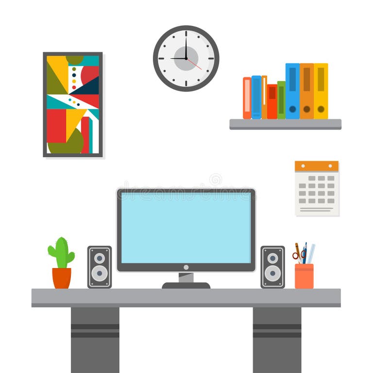 Vector Illustration of Workspace Stock Vector - Illustration of ...