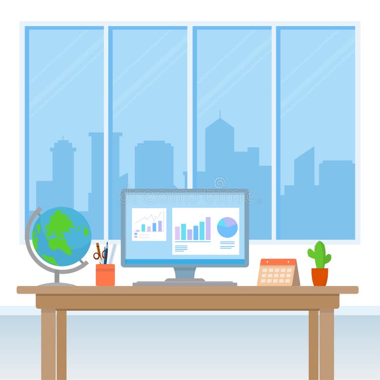 Vector Illustration of Workspace Stock Vector - Illustration of ...
