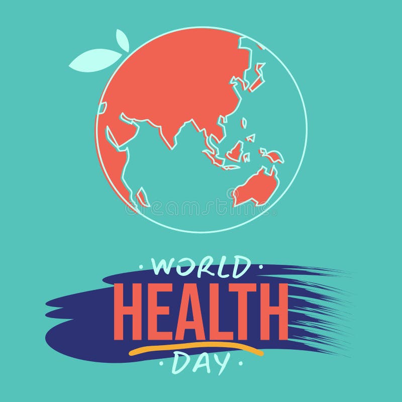 Vector Illustration of World Health Day with World Map on the Blue ...