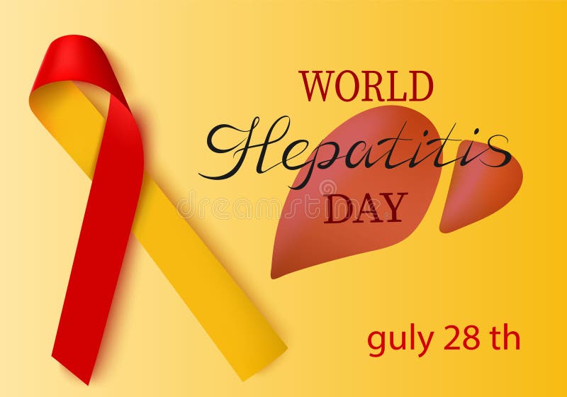 Vector Illustration. World Hepatitis Day.Red and Yellow Ribbon. Stock ...