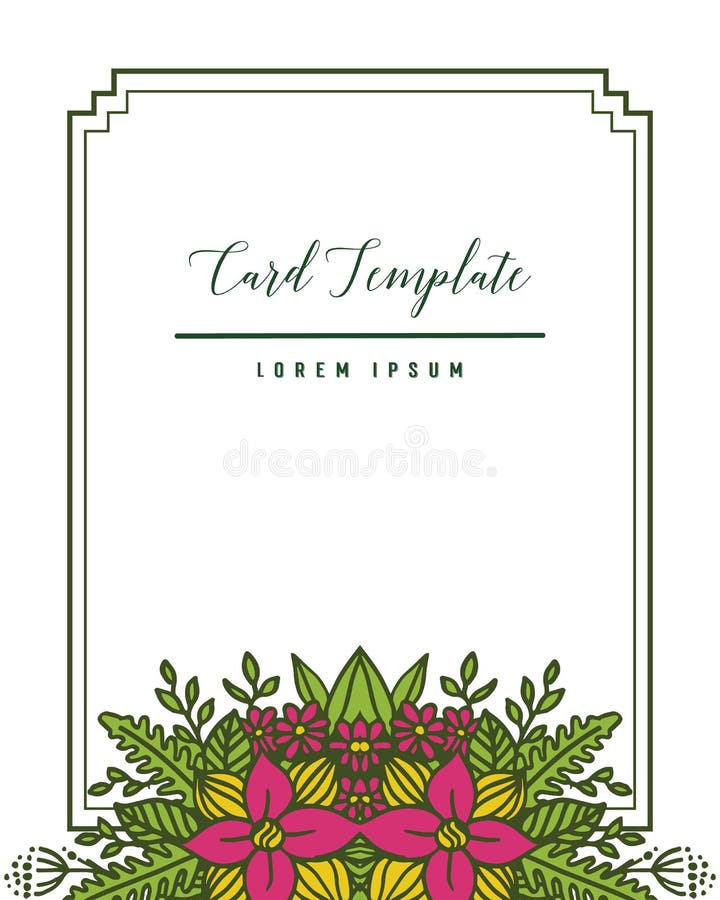 Vector Illustration Writing of Card Template with Crowd of Leaf Wreath ...