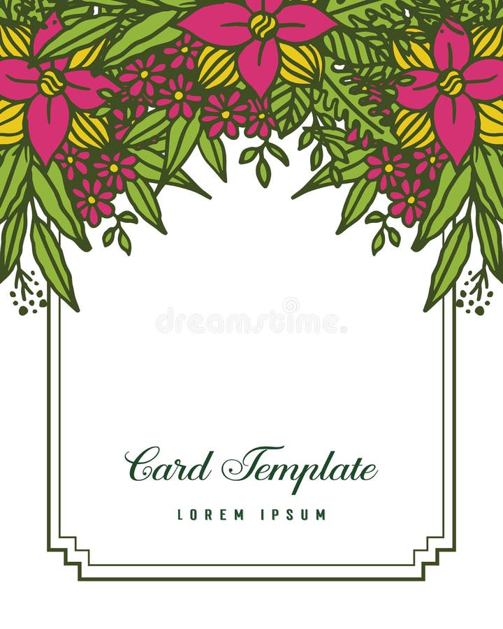 Vector Illustration Writing of Card Template with Crowd of Leaf Wreath ...