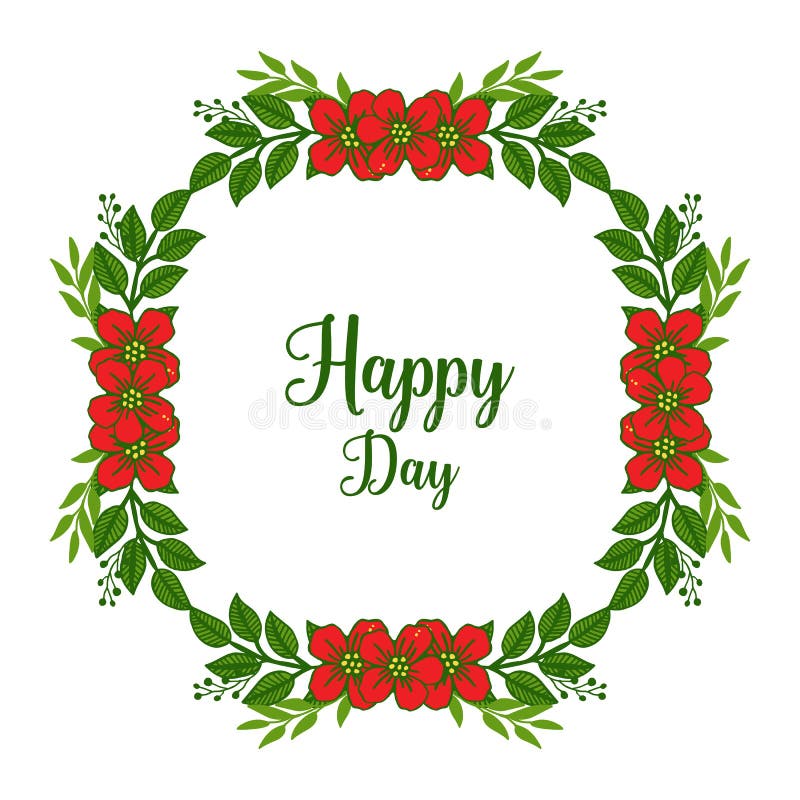 Vector Illustration Writing Happy Day for Texture Floral Frame Stock ...