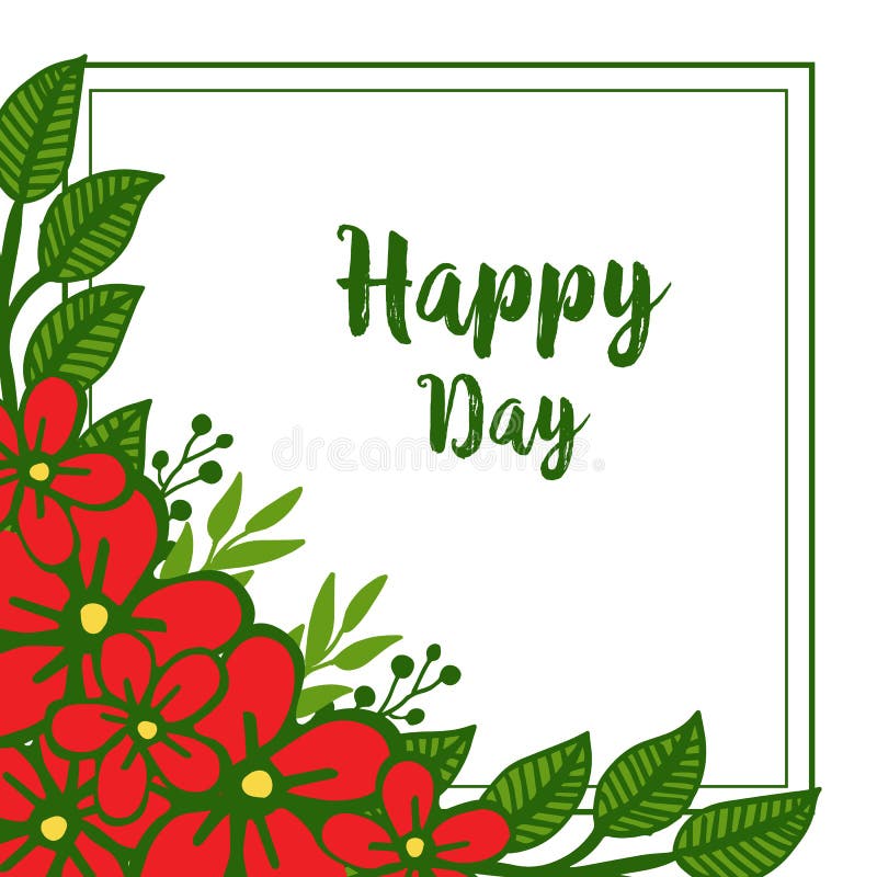 Vector Illustration Writing Happy Day for Texture Floral Frame Stock ...