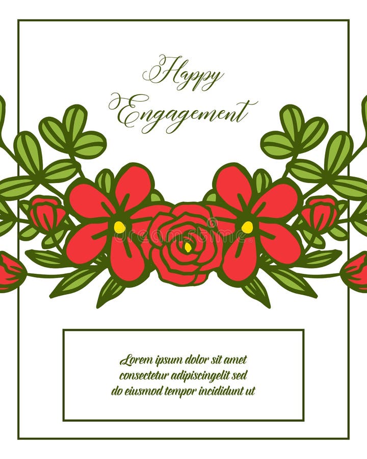 Vector Illustration Writing of Happy Engagement with Design Floral ...