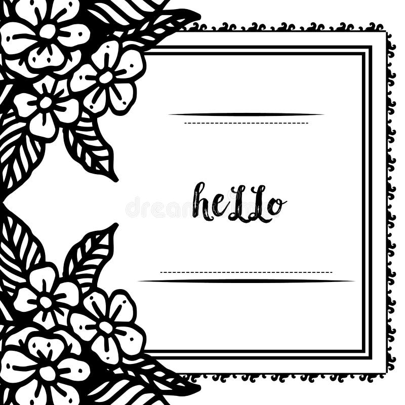 Vector Illustration Writing Hello for Decoration Modern Flower Frame ...
