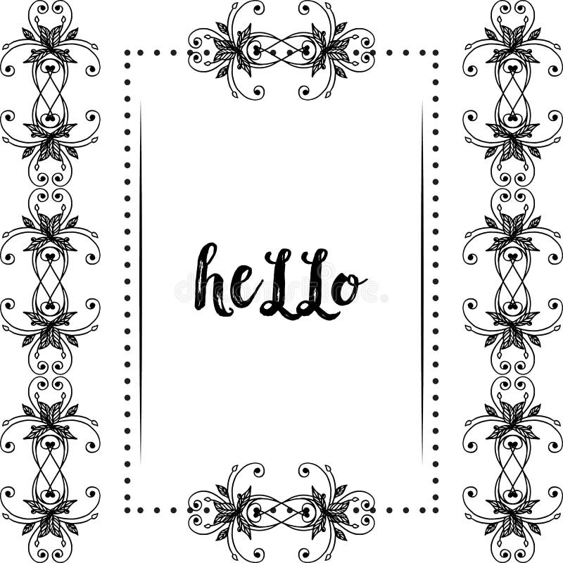Vector Illustration Writing Hello for Decoration Wreath Frame Stock ...