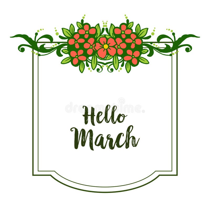 Vector Illustration Writing Hello March with Drawing Flower Frame Stock ...