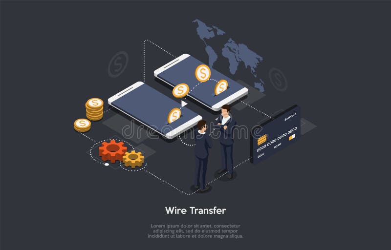 Vector Illustration with Writing. Isometric Composition. Cartoon 3D ...