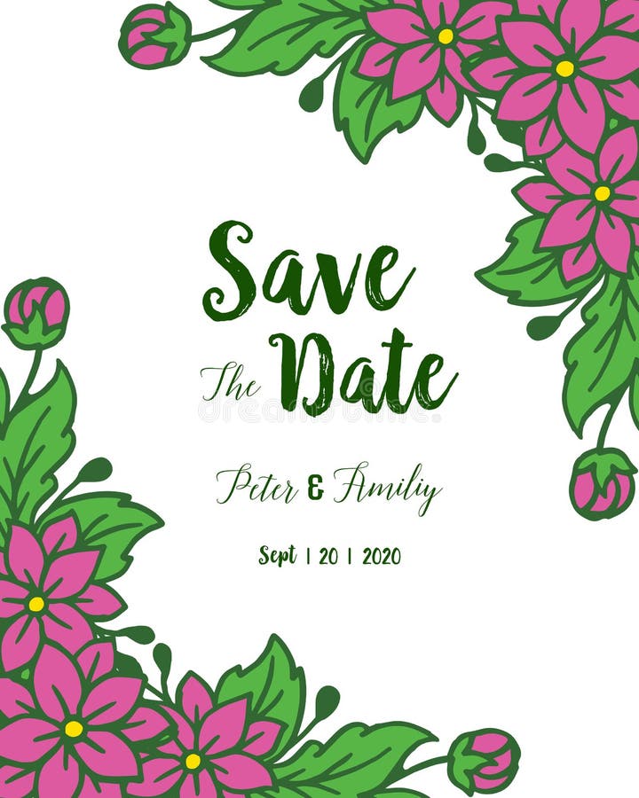 Vector Illustration Writing Save the Date with Various Crowd Green ...