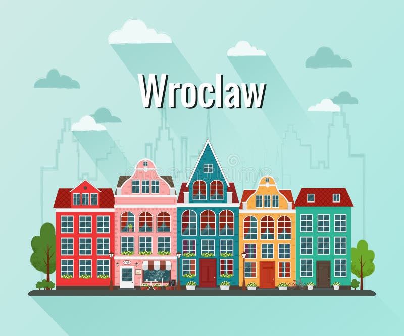 Vector Illustration of Wroclaw. Old European City. Stock Illustration ...
