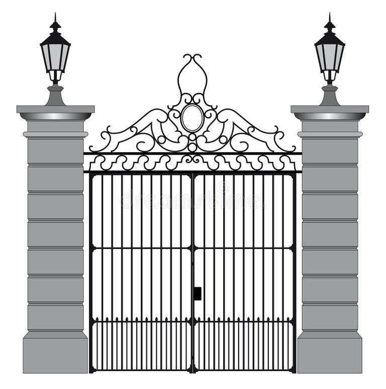Wrought Iron Gate Drawing Stock Illustrations – 270 Wrought Iron Gate ...