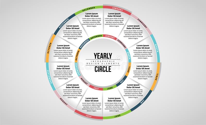 Yearly Circle Infographic stock vector. Illustration of color - 238154547