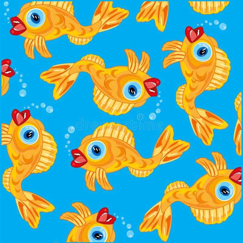 Vector Illustration Yellow Decorative Fish Pattern.Vector Illustration ...