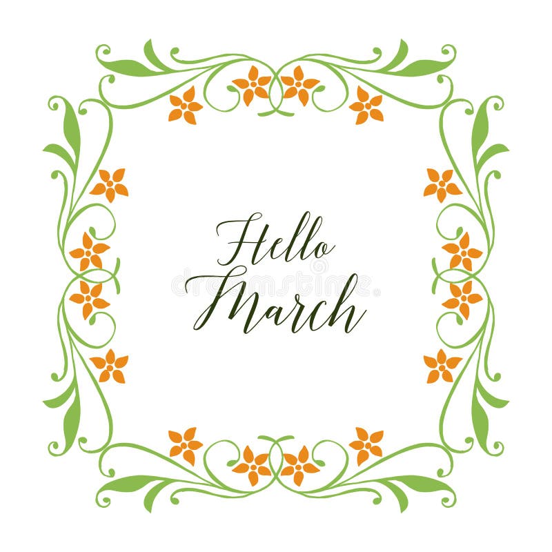 Vector Illustration Yellow Flower Frame for Writing Hello March Stock ...