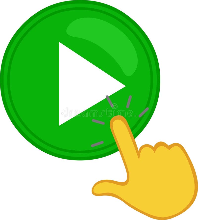 Hand Push Circular Shape Green and White Play Button Stock Vector ...