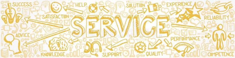 Vector Illustration of Yellow Icons with Service Concept Stock Vector ...