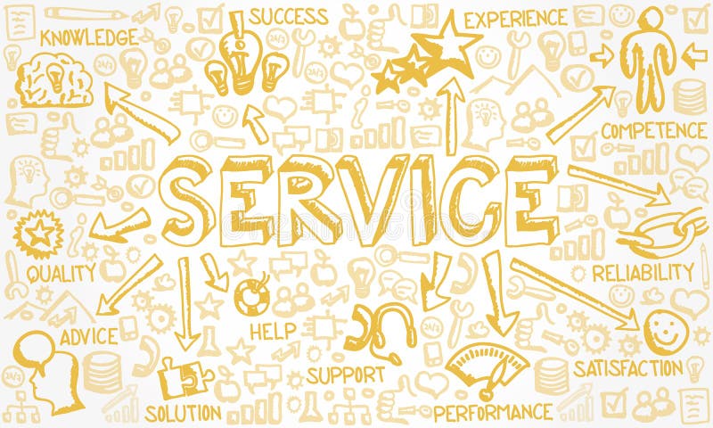 Vector Illustration of Yellow Icons with Service Concept Stock Vector ...