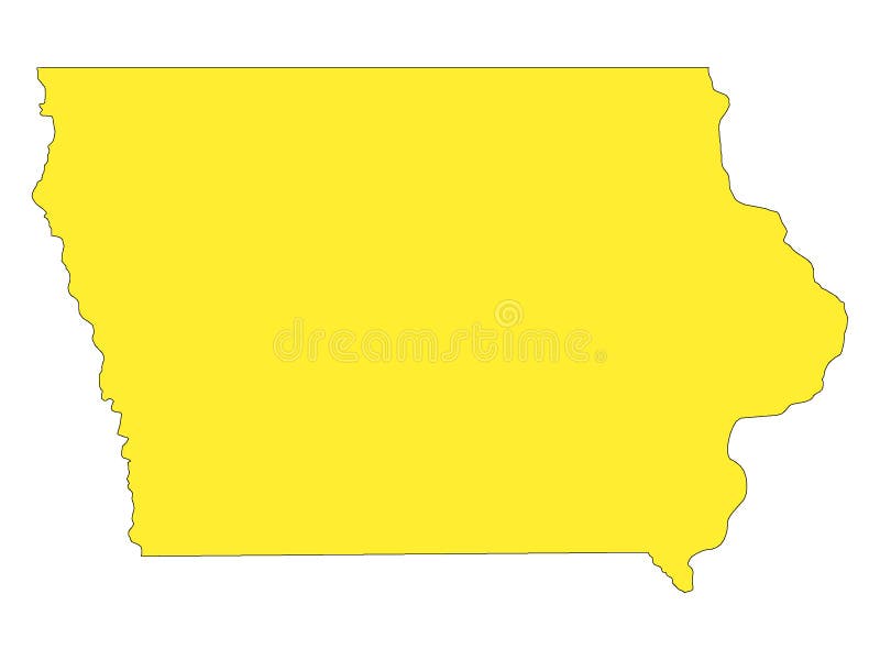 Yellow Map of US State of Iowa Stock Vector - Illustration of mexico ...