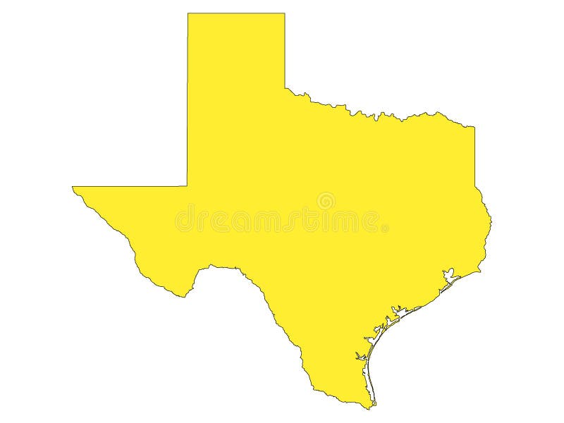 Yellow Map of US State of Texas Stock Vector - Illustration of kansas ...
