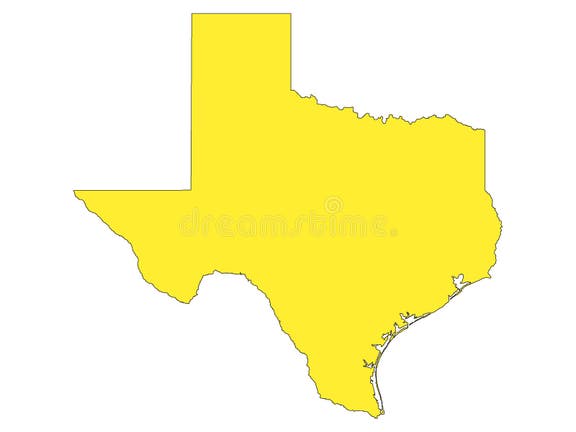 Yellow Map of US State of Texas Stock Vector - Illustration of kansas ...