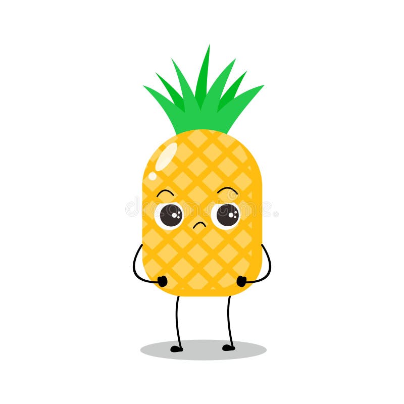 Vector Illustration of Yellow Pineapple Character with Cute Expression ...