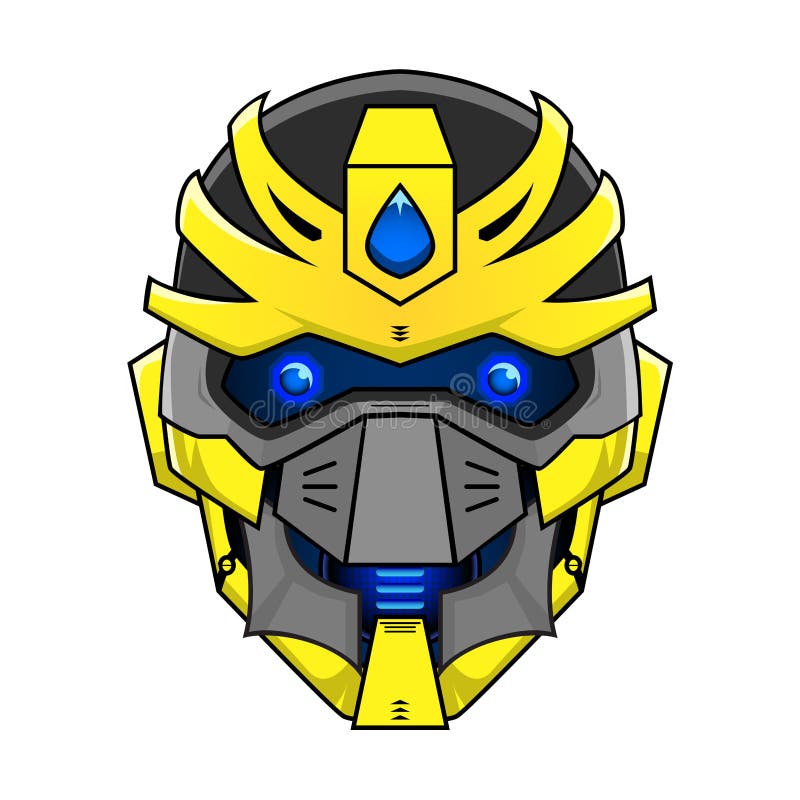 Vector Illustration of Yellow Robot Head Stock Vector - Illustration of ...