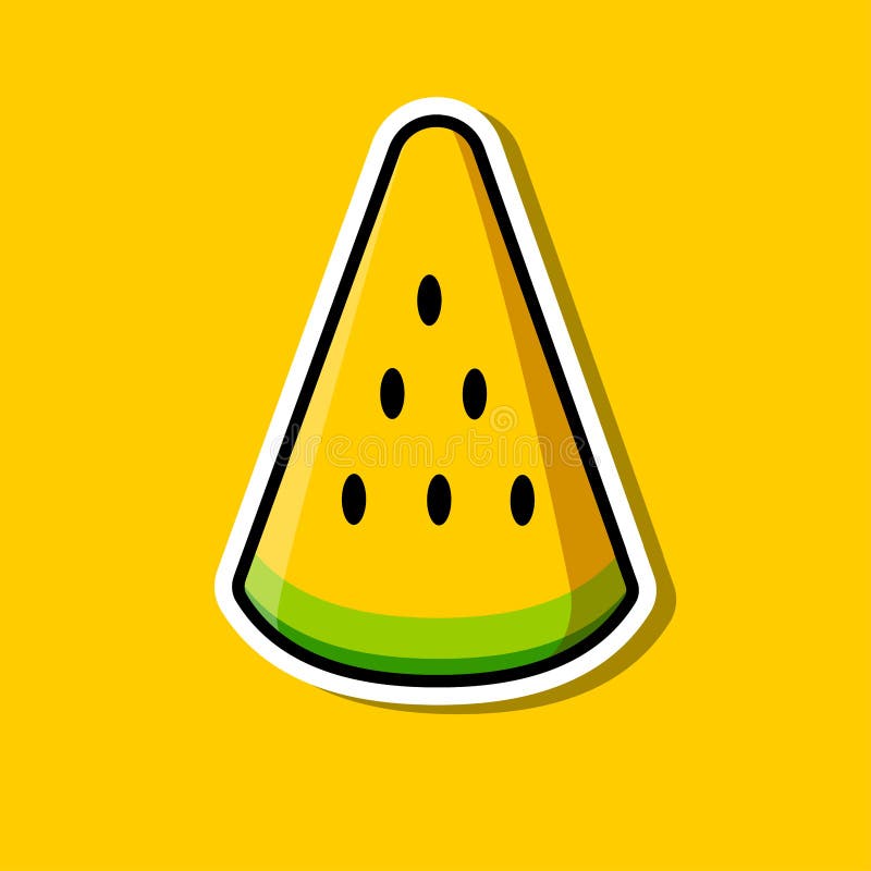 A Cute Cartoon Image of a Slice of Yellow Watermelon. Vector ...
