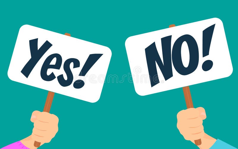 Vector Illustration of Yes No Banner in Human Hand Stock Illustration ...