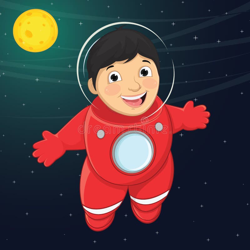 Vector Illustration of a Young Boy Astronaut Float Stock Vector ...