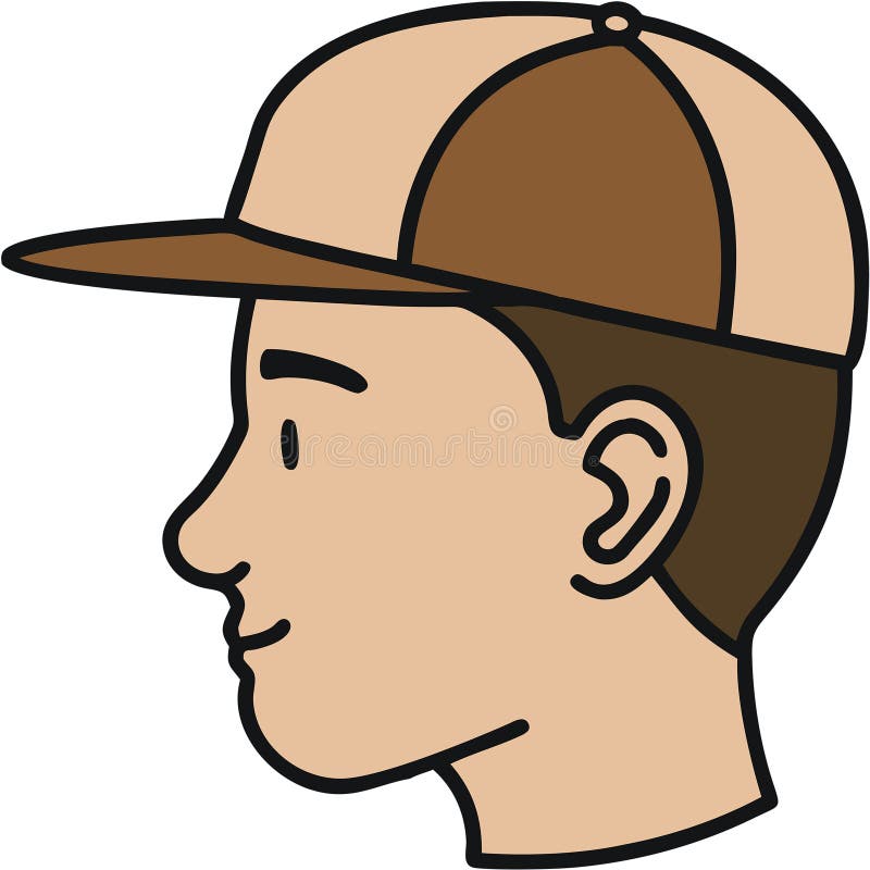 Vector Illustration Young Boy Profile Wearing Baseball Cap Side View ...
