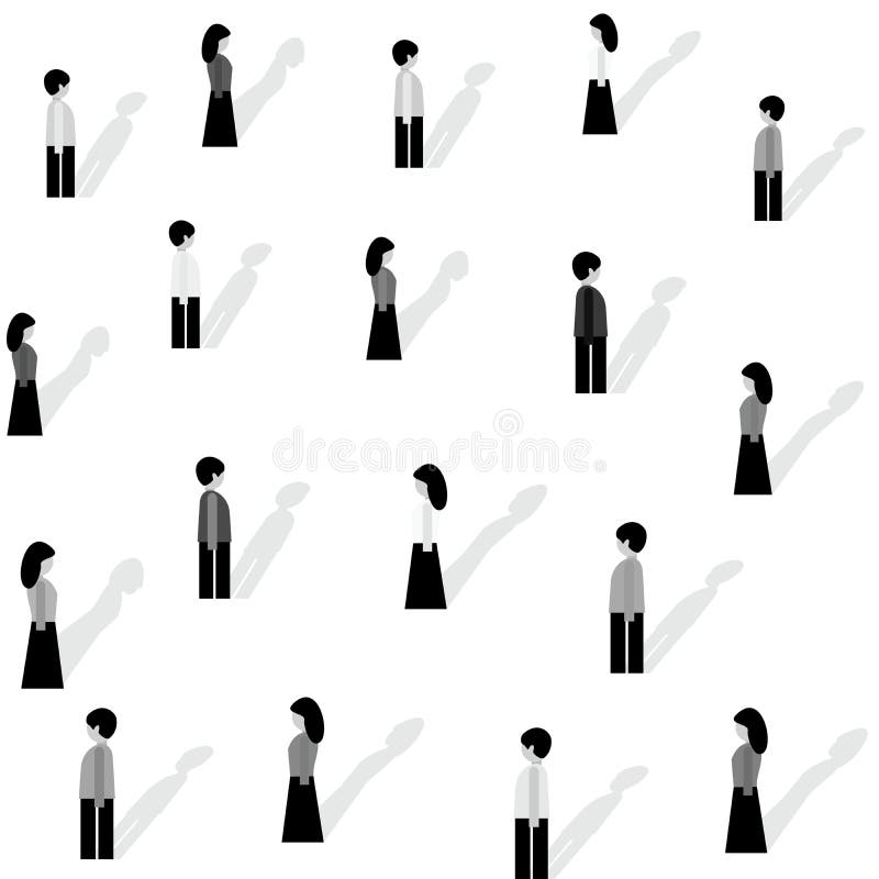 Seamless Pattern with People with Long Shadow. Stock Vector ...