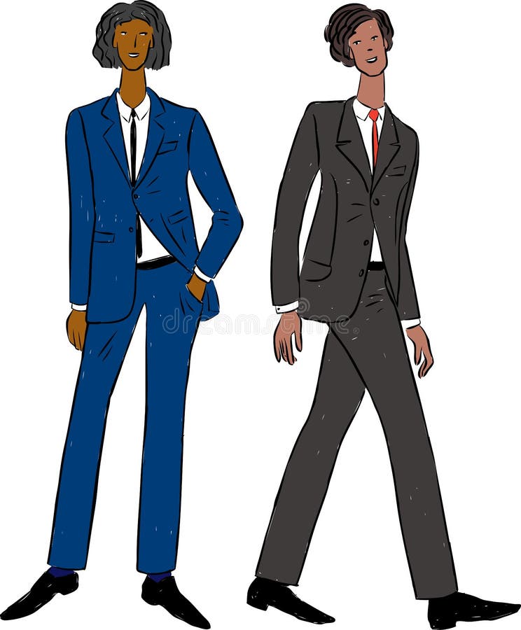 Vector Illustration of Young Persons in Classic Suits Stock Vector ...